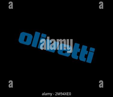 Olivetti, rotated logo, black background Stock Photo - Alamy