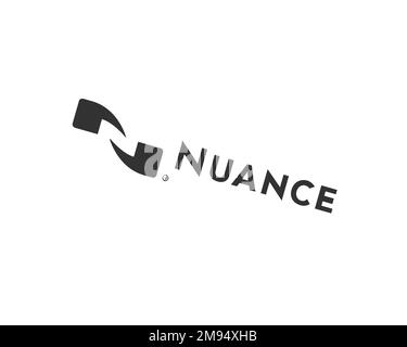 Nuance Communications, rotated logo, white background Stock Photo - Alamy
