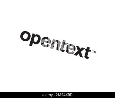 OpenText, rotated logo, white background Stock Photo - Alamy