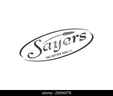 Sayers bakery, rotated logo, white background B Stock Photo - Alamy