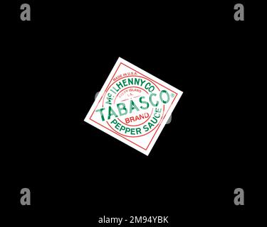 Tabasco sauce, Logo, Black background Stock Photo - Alamy