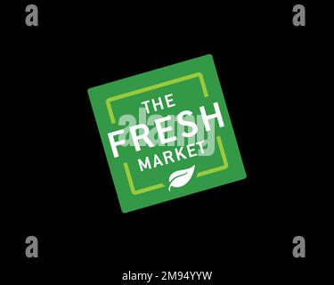 The Fresh Market, rotated logo, black background B Stock Photo - Alamy