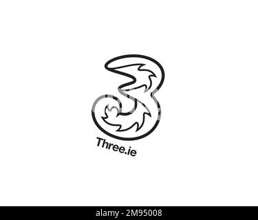 Three Ireland, rotated logo, white background Stock Photo - Alamy