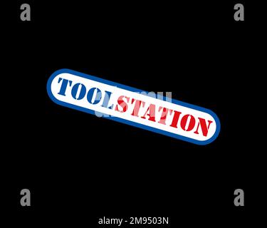Toolstation, rotated logo, black background Stock Photo - Alamy