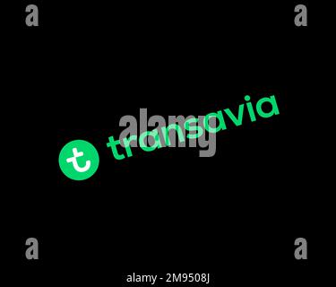 Transavia France, rotated logo, black background B Stock Photo - Alamy