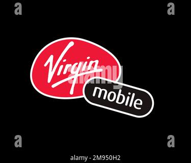 Virgin Mobile Canada, rotated logo, black background Stock Photo - Alamy
