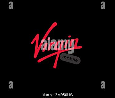 Virgin Mobile Australia, rotated logo, black background Stock Photo - Alamy