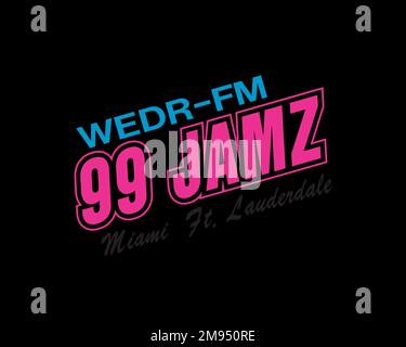 WEDR, rotated logo, black background B Stock Photo - Alamy