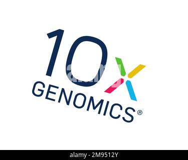 10x Genomics, rotated logo, white background Stock Photo - Alamy