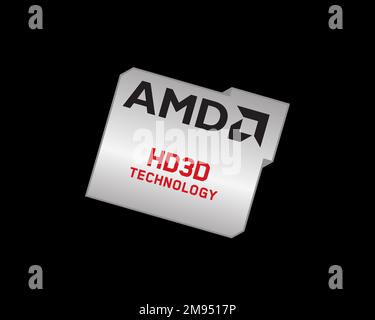 AMD HD3D, rotated logo, black background Stock Photo - Alamy