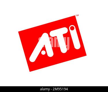 ATI Technologies, rotated, white background, logo, brand name Stock ...
