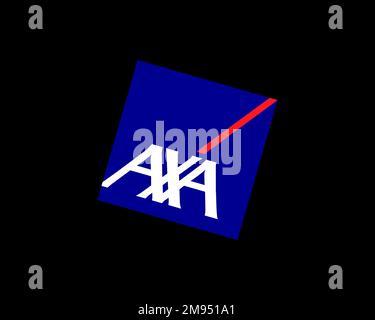 AXA, rotated logo, black background Stock Photo - Alamy