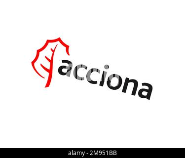 Acciona, rotated logo, white background Stock Photo - Alamy