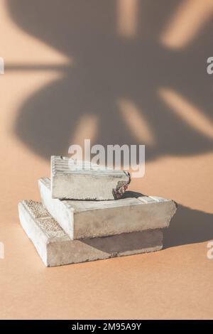 Stone platform product placement rock stack on red Stock Photo - Alamy
