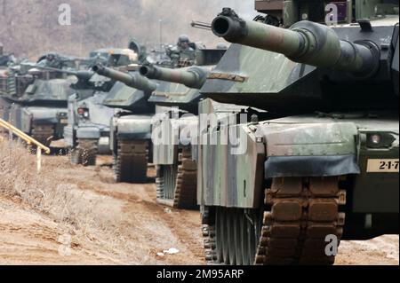 The photo shows a M1A1 Abrams tank with M1A2 Sep V2 Abrams reactive ...