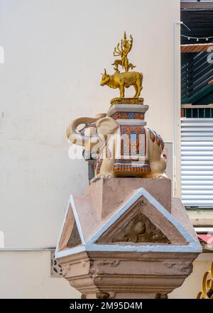Decorative pier capping of fence in front of Peranakan shophouse on ...