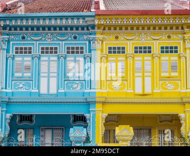 Iconic pastel coloured Peranakan residential shophouse on Koon Seng Rd ...