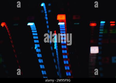 colored traces from the effects on a long exposure from the bright ...