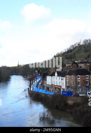Ironbridge, Shropshire with erected flood defences Stock Photo - Alamy