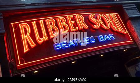 The Rubber Soul, a Beatles themed bar in Mathew St Liverpool UK Stock ...