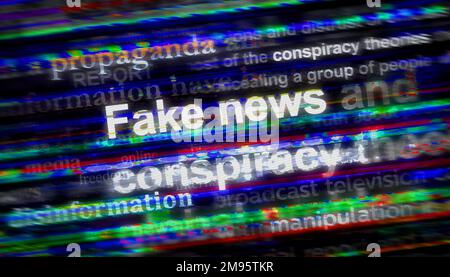 Propaganda, fake news, manipulation and disinformation. Newspaper print ...