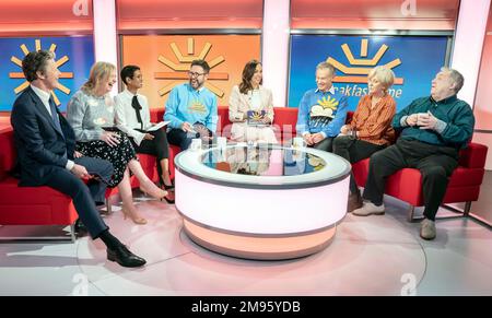 (left to right) Charlie Stayt, Carol Kirkwood, Naga Munchetty, Jon Kay ...