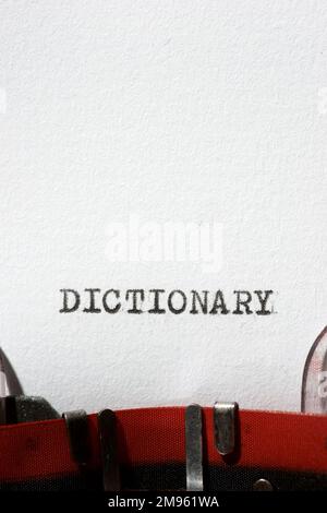 Dictionary word written with a typewriter Stock Photo - Alamy
