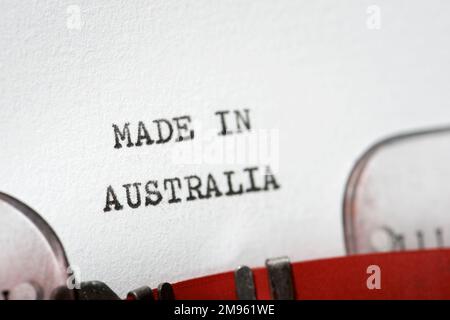 The sentence, made in Australia, written with a typewriter Stock Photo ...