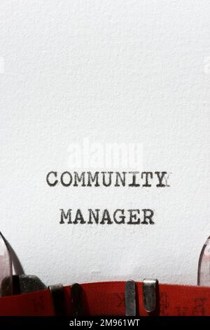 Community manager phrase written with a typewriter Stock Photo - Alamy