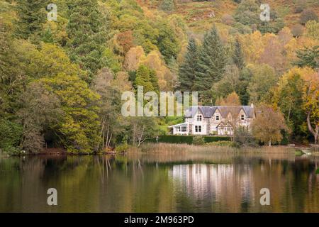 Loch Ard in autumn near Milton, Loch Lomond and Trossachs National Park ...
