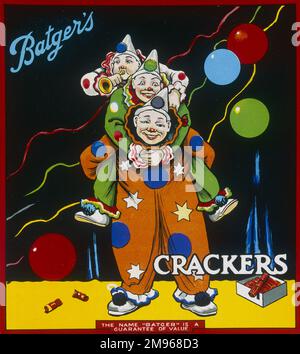 Label for a box of Batgers Christmas crackers featuring an over-sized ...