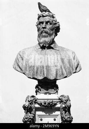 Bust of Benvenuto Cellini, Ponte Vecchio, Florence, Tuscany, Italy ...
