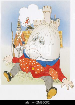 Humpty Dumpty nursery rhyme in a book of nursery rhymes Stock Photo - Alamy