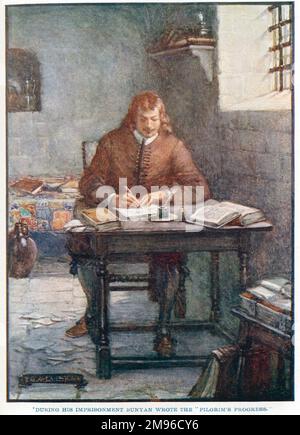 JOHN BUNYAN English preacher and writer, writing in prison Stock Photo ...