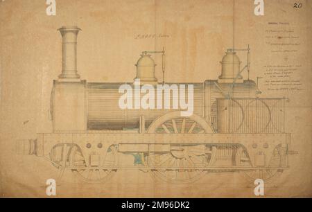 Locomotive passenger engine, side elevation and section Stock Photo - Alamy