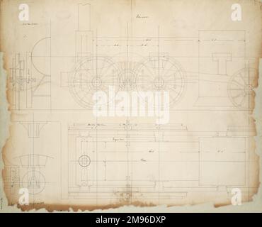 Locomotive engine, plan and side elevation Stock Photo - Alamy