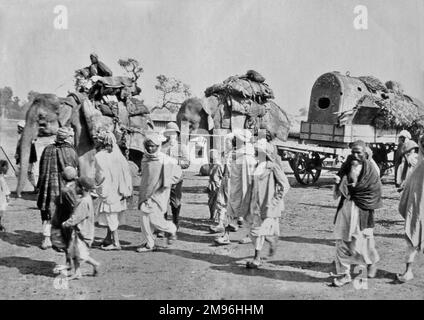 British troops travelling with elephants in India Stock Photo - Alamy
