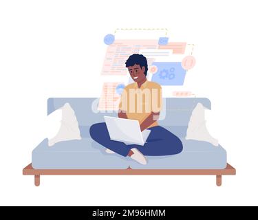 Software engineer at work 2D vector isolated illustration Stock Vector ...