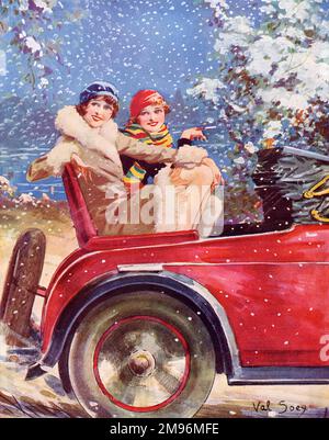 Convertible in the Snow Stock Photo - Alamy