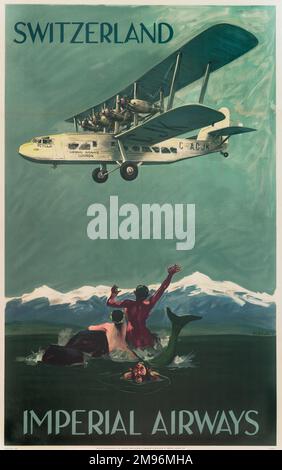Imperial Airways Poster, showing four types of plane, with cutaway ...