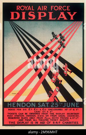 Royal Air Force Display Poster, Hendon, showing a stylised biplane in ...