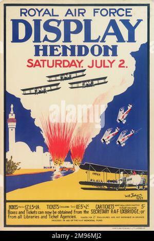 Royal Air Force Display Poster, Hendon, showing a stylised biplane in ...