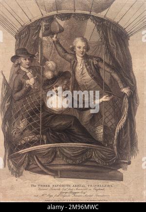 Vincent Lunardi, George Biggin and Mrs Sage in balloon cage Stock Photo ...