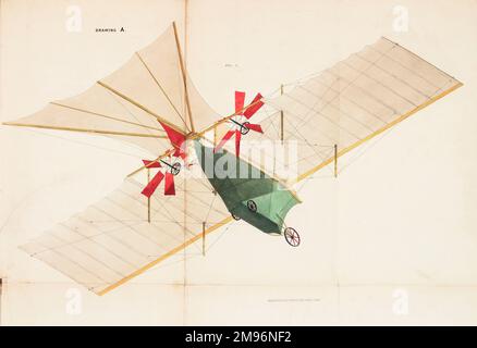 HENSON AERIAL STEAM CARRIAGE in an imaginary flight in 1843. It was ...