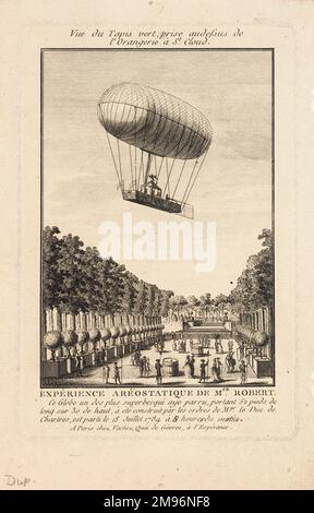 Balloon ascent by the Robert brothers from the Tuileries Gardens, Paris ...