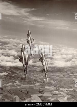 Gloster Meteor T7s of the Central Flying School perform aerobatics over ...
