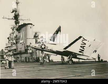 Vought F7U-3 Cutlass on USS Midway Stock Photo - Alamy