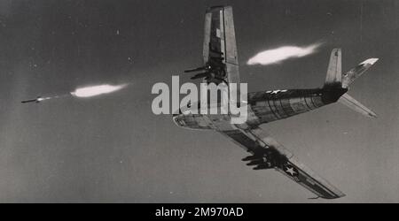 Rocket firing North American F-86A Sabre Stock Photo - Alamy