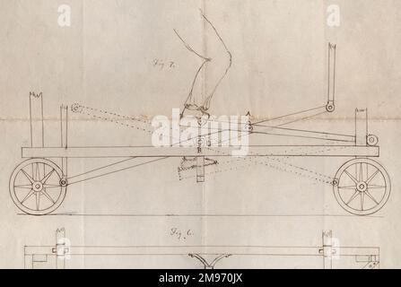 Sir George Cayley’s first set of drawings of a treaddle transmission ...