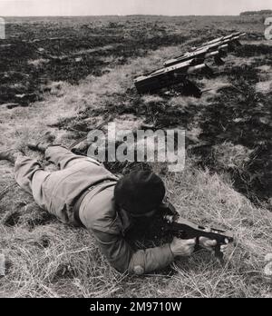 A Vickers 891 Vigilant anti-tank missile shortly after launch from a ...
